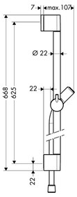 Hansgrohe Unica, sprchová tyč C 650 mm se sprchovou hadicí Isiflex 1600 mm, chromová, HAN-27611000