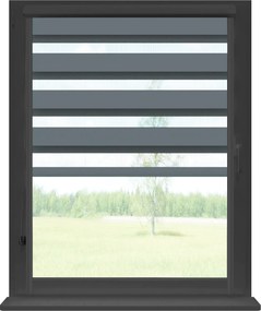 Dekodum Roleta den a noc v antracitové kazetě soft, barva látky Grafit Šířka (cm): 85, Výška (cm): Balkonová (do 200 cm), Strana mechanismu: Levá