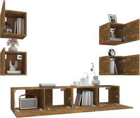 6dílný set TV skříněk kouřový dub kompozitní dřevo 3114259