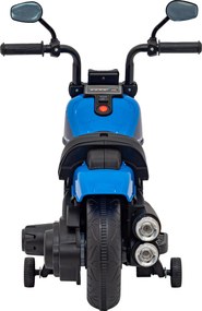 Ramiz Elektrická motorka Chopper FASTER na baterie pro děti modrá + FM rádio + audio panel + LED