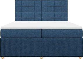 Box spring postel s matrací modrá 200x200 cm textil 3292169