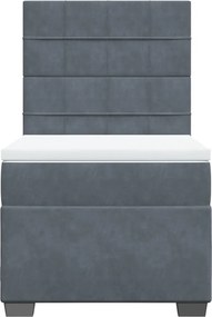 Box spring postel s matrací tmavě šedá 90x200 cm samet 3293111