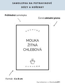 MOUKA ŽITNÁ CHLEBOVÁ - omyvatelná samolepka na dózu, výběr rozměrů Ø 5 cm / 5 x 5 cm / 6 x 8 cm | DomaLEP