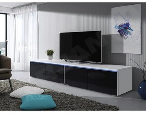 TV stolek Cleo XI Double L+P, Barva: bílý / šedý lesk