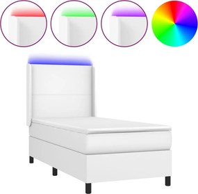 Box spring postel s matrací a LED bílá 80 x 200 cm umělá kůže 3139230