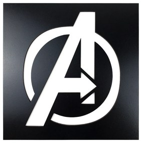 Živá Zeď Dřevěná nástěnná dekorace Znak Avengers černý