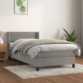 Box spring postel s matrací světle šedá 90x200 cm samet,  3130997