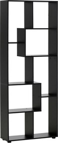 HOMCOM Knihovna v moderním zigzag designu 70L x 24W x 178H cm Dřevotříska Černá