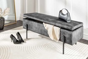 Designová lavice Bolzano s úložným prostorem šedá samet 100cm
