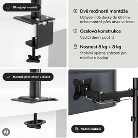 Držák na monitor a notebook 2 v 1 černý: MARK