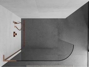 Mexen Kioto L, sprchová zástěna Walk-In 80 x 200 cm, 8mm čiré sklo, měděný matný profil, 800-080-103-65-06