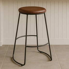 Černá/hnědá čalouněná barová stolička (výška sedáku 64 cm) Brixton – Premier Housewares