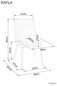 Sametová jídelní židle Kayla šedá