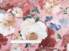 Biante Dekorační běhoun na stůl PM-054 Malované květy na růžovém 20x120 cm