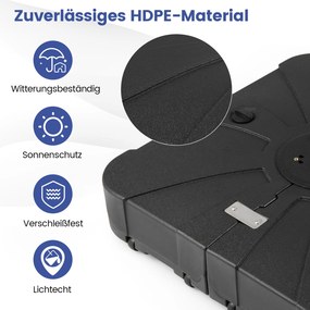 Costway 130 kg podstavec na slunečník s kolečky HDPE 84 cm čtvercový plnitelný