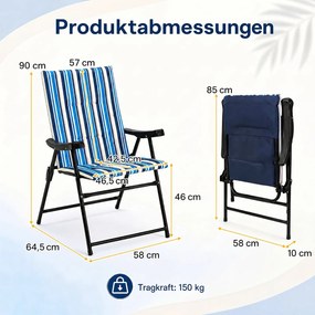 Costway Sada 2 plážových křesel, skládacích kempingových židlí s vysokým