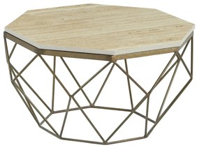 Massive home | Konferenční stolek DIAMOND 70 CM travertin zlatý podstavec