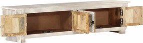 TV stolek bílý 140 x 30 x 35 cm masivní mangovníkové dřevo 286388