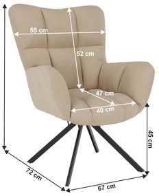 Designové otočné křeslo, béžová/černá, KOMODO