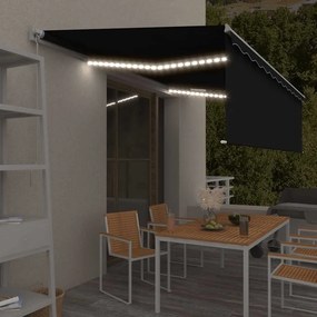 Ručně zatahovací markýza s roletou a LED 5 x 3 m antracitová 3069344