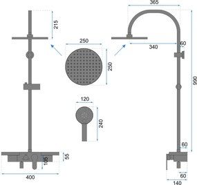 Rea Vigo - sprchový set s výlevkou, černá, REA-P7001