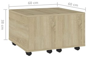 vidaXL Konferenční stolek dub sonoma 60 x 60 x 38 cm dřevotříska