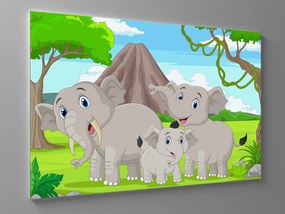 Liox Dětský obrázek sloní rodina Rozměr: 60 x 40 cm