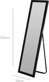 Stojací zrcadlo obdélníkové 126 cm, černé