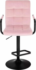 LuxuryForm DESIGN Barová židle VERONA BLACK VELUR na černé kulaté podstavě - růžová