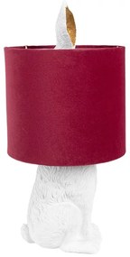Bílá stolní lampa králík s červeným stínidlem Konijn – 20x43 cm
