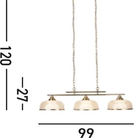 Searchlight 3593-3AB Trojité závěsné svítidlo BISTRO patina, čiré sklo