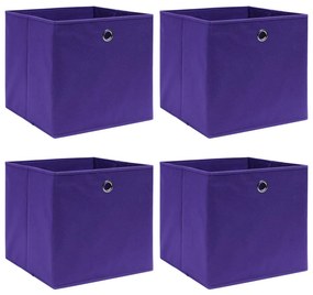 Úložné boxy 4 ks fialové 32 x 32 x 32 cm textil 288353