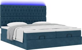 osmanská postel s matracemi a LED diodami tmavě modrá 200x200cm 3314649