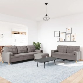 3dílná sedací souprava s podnožkou a polštáři taupe textil 3278350