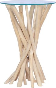 Konferenční stolek skleněná deska 35 x 35 x 50 cm masivní teak 288813