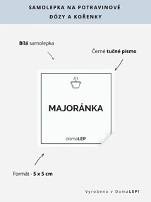 Samolepka na kořenky MAJORÁNKA bílá 5 × 5 cm tučné písmo