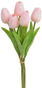 Umělé pěnové tulipány světle růžové- 32 cm, svazek 5 ks