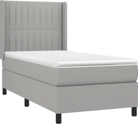 Box spring postel s matrací a LED světle šedá 90x200 cm textil 3138445