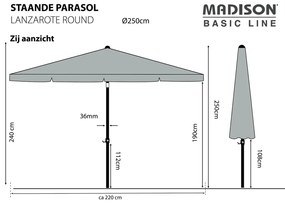Madison Slunečník Lanzarote 250 cm kulatý taupe - Default Title