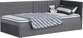 Kondela Postel s roštem, 90x200, šedá Velvet látka, MEVIA