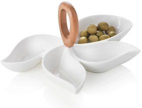 Bílá porcelánová/bambusová servírovací servírovací sada – Brandani
