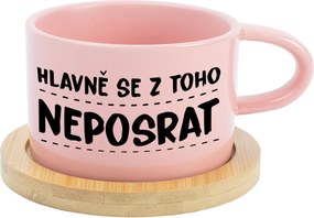HLAVNĚ SE Z TOHO NEPOSRAT - růžový hrníček makronka 200 ml