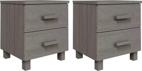 Noční stolky HAMAR 2 ks světle šedé 40x35x44,5 cm masivní dřevo 340411