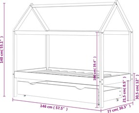 vidaXL Rám dětské postele se zásuvkou masivní borovice 70x140 cm [322139] Barva: Tmavě šedá