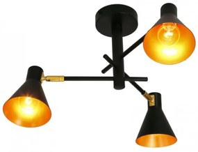Černo-zlatý závěsný lustr Less pro žárovku 3x E14  - Candellux