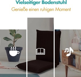 Costway Floor sofa podlahové křeslo s 6-úrovňovým nastavitelným opěradlem