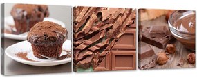Gario Sada obrazů na plátně Sladká čokoláda - 3 dílná Rozměry: 90 x 30 cm