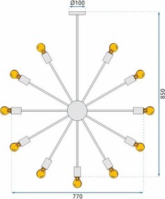 Toolight - Závěsné stropní svítidlo 18xE27 APP259-18C, černá, OSW-00644