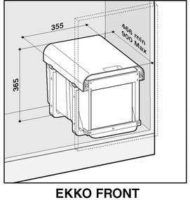 Odpadkový koš Sinks Ekko front 40 2x8l+ 1x16l