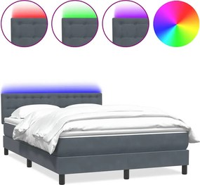 Box spring postel s matrací a LED tmavě šedá 160x210 cm samet 3317272